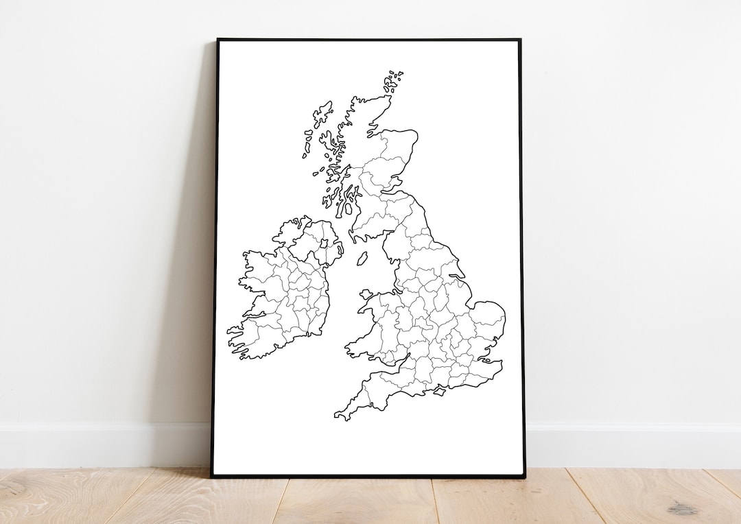 UK and Ireland Map Print: Minimalist Line Art (digital Download) - Etsy