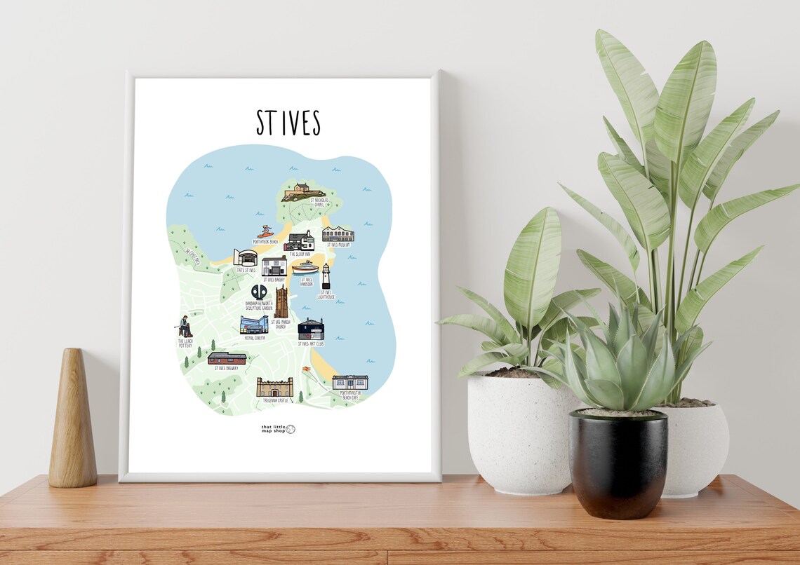 Map of St Ives Illustrated Map of St Ives Cornwall St Ives - Etsy