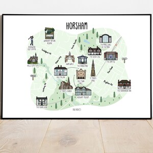 Horsham Map Print Map of Horsham Illustrated Map of | Etsy