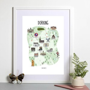 Dorking Map Print: Hand Drawn Illustrated Surrey Hills Art, Home Decor ...