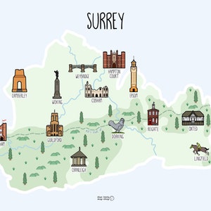 Surrey Map - Illustrated Map of Surrey - Surrey Map Illustration ...