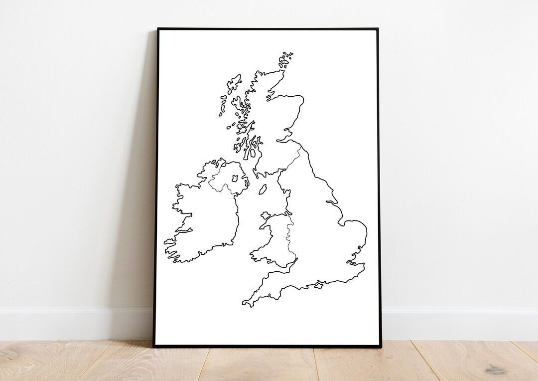 UK and Ireland Map Print: Minimalist Line Art (digital Download) - Etsy