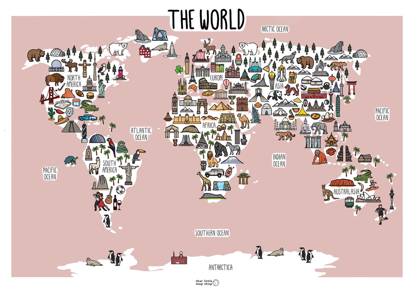 Map of the World - World Map Illustration - Illustrated Map of the ...