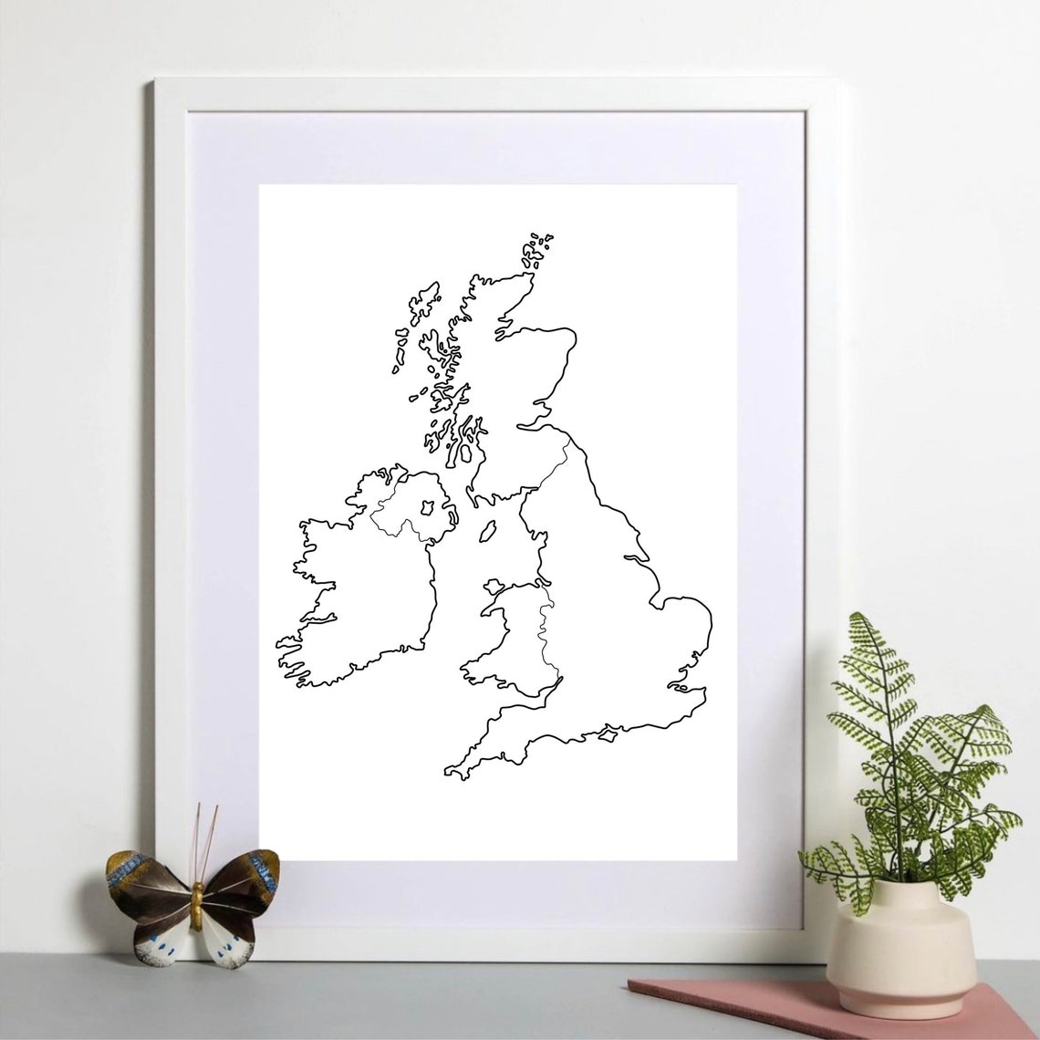 Map of the UK and Ireland - British Isles - Line Drawing - UK and ...