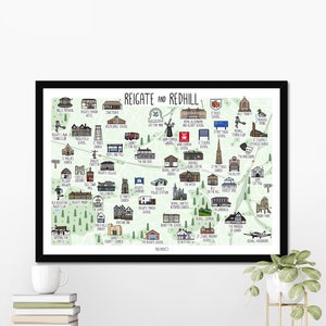 Map of Reigate and Redhill - Illustrated Map - Reigate Map - Redhill ...