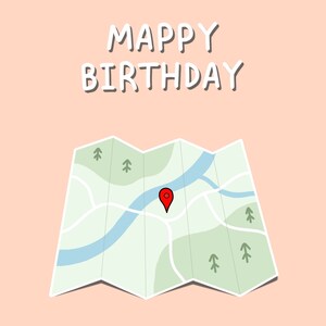 A6 Happy Birthday Greeting Card Happy Birthday Mappy Birthday Greeting ...