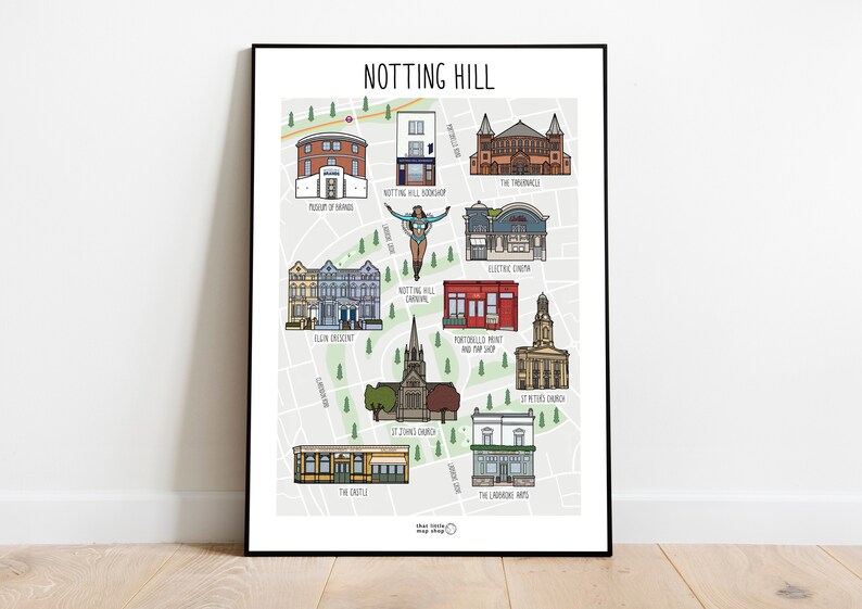 Map of Notting Hill - Illustrated Map of Notting Hill - Notting Hill ...
