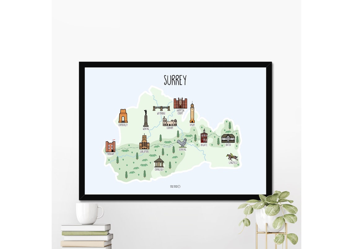 Surrey Map Illustrated Map of Surrey Surrey Map Illustration Surrey Map ...