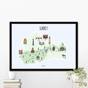 Surrey Map - Illustrated Map of Surrey - Surrey Map Illustration ...