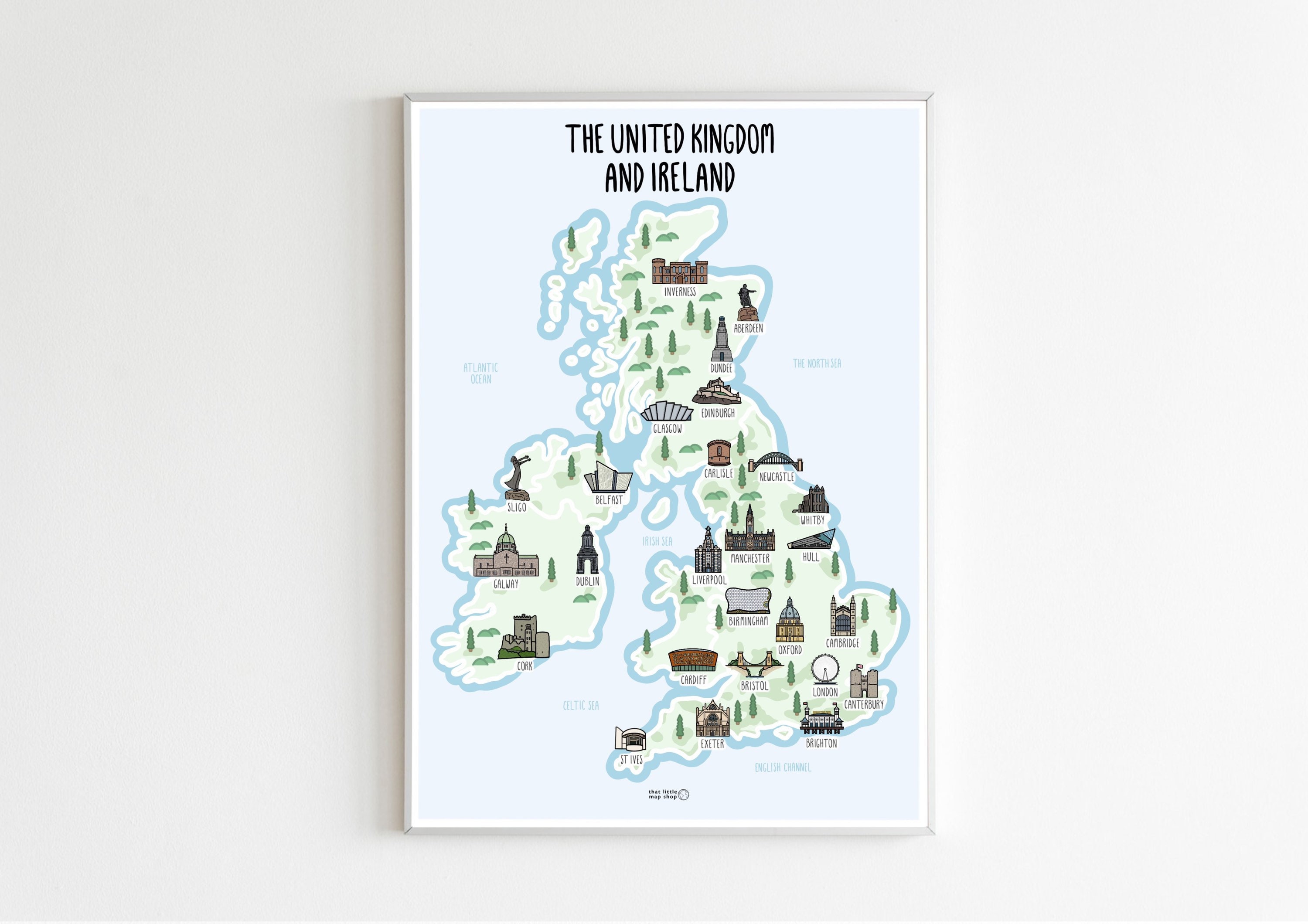 United Kingdom and Ireland Map of the UK Map of the - Etsy Australia