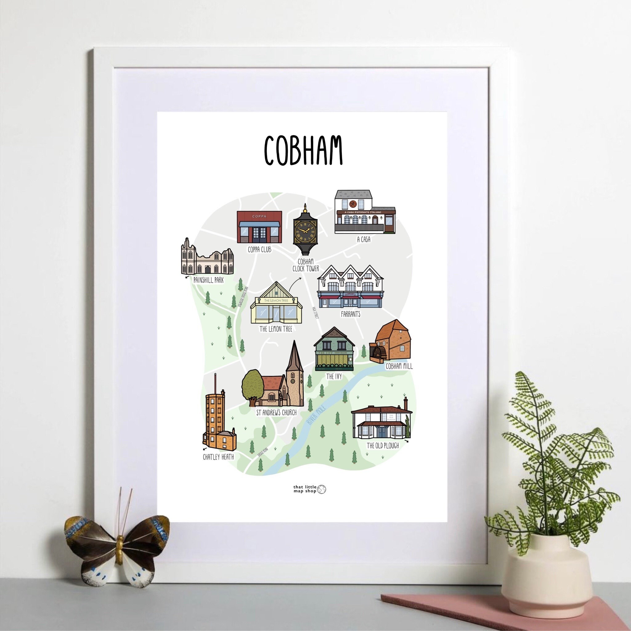 Map of Cobham Cobham Map Illustration Surrey Map Cobham - Etsy Australia
