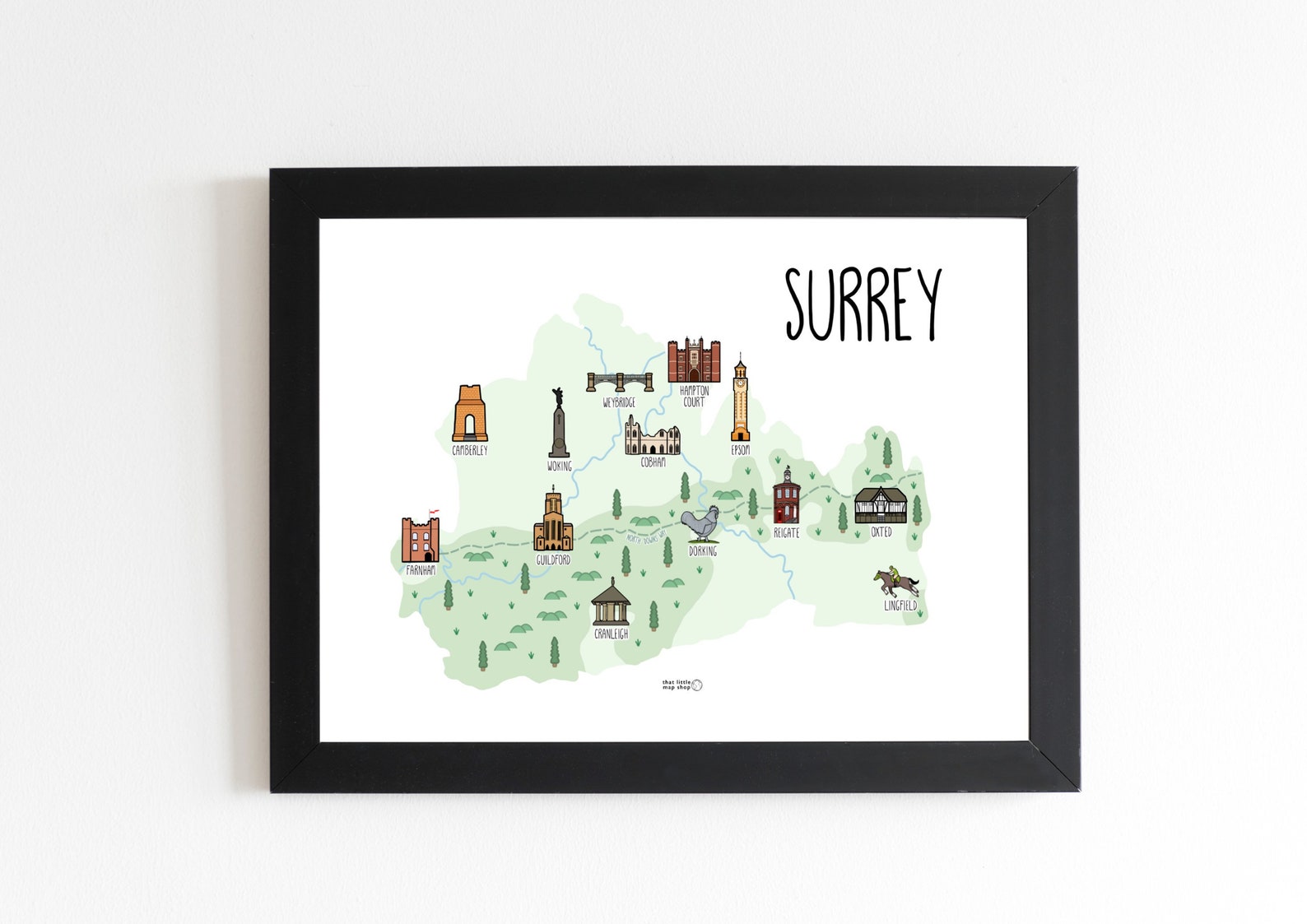 Surrey Map Illustrated Map of Surrey Surrey Map | Etsy