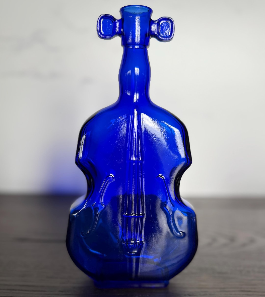 Vintage Cobalt Blue Figural Glass Bottle/vase, Violin, Cello Shaped, 8 ...