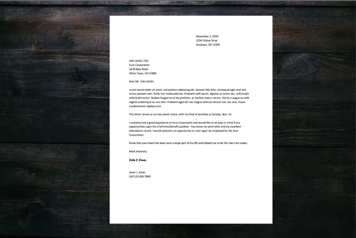 Letter of Resignation PT Job to FT Job Template - Etsy Letter of Resignation PT Job to FT Job Template - Etsy