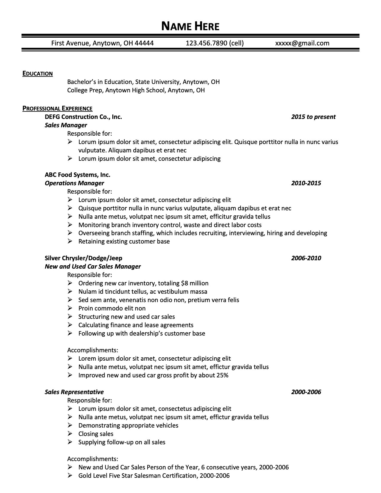 Experience Resume Template - Etsy