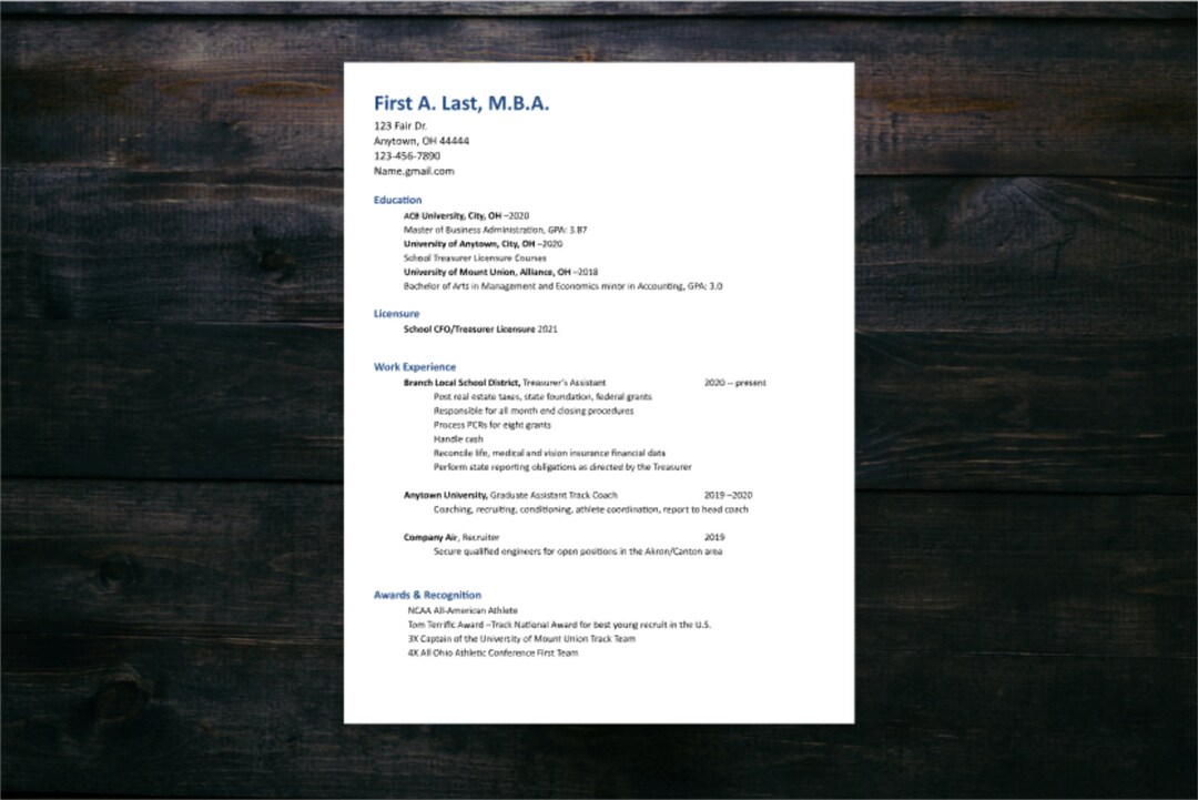 Clean One Page Resume Template, Great for Common App - Etsy