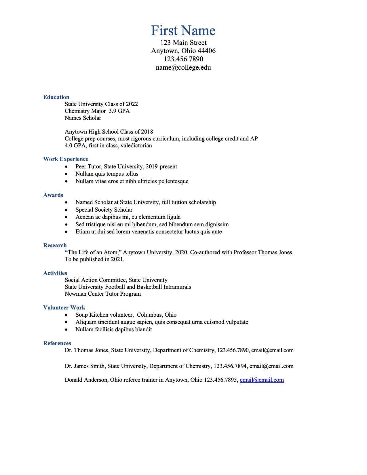 College Student Resume Template - Etsy