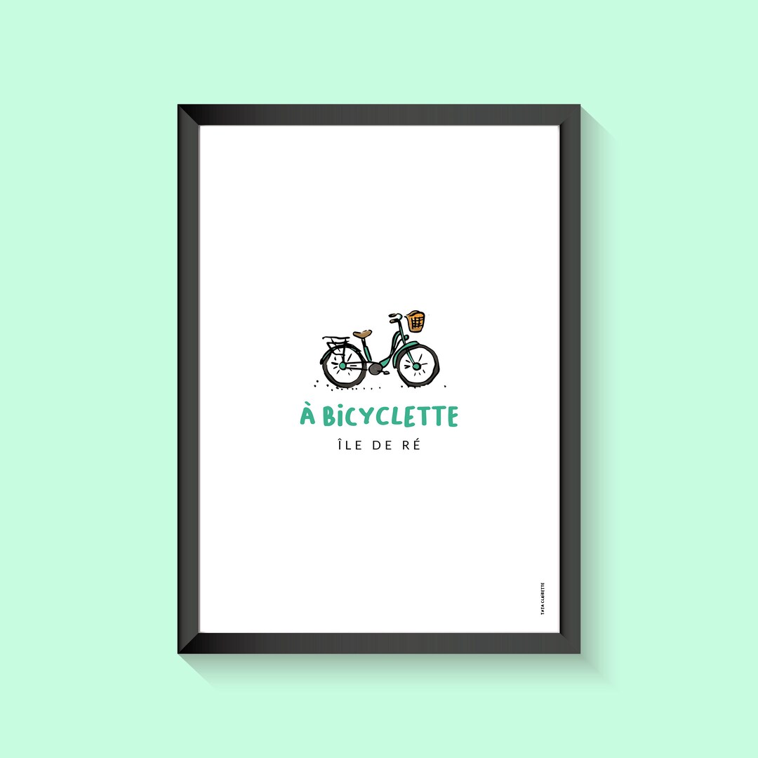 Affiche de lîle de Ré, illustration sur papier, bicyclette - Etsy ...