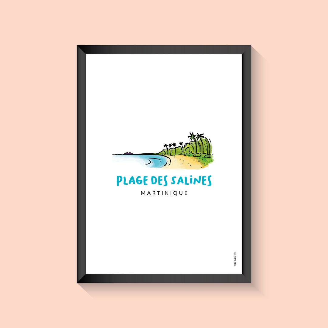 Martinique Poster, Paper Illustration, Saline Beach - Etsy