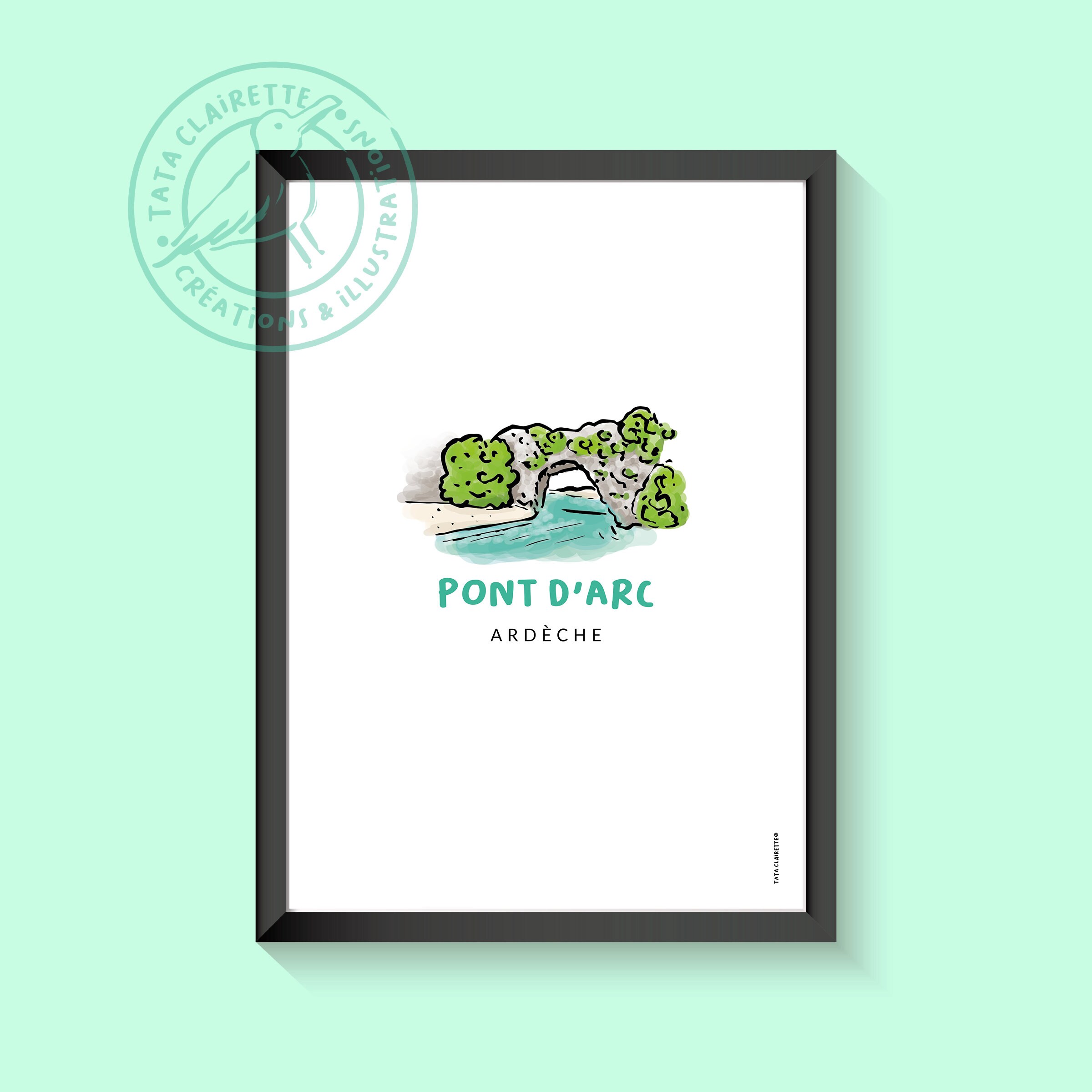 Ardèche Poster Pont D'arc Illustration on Paper - Etsy
