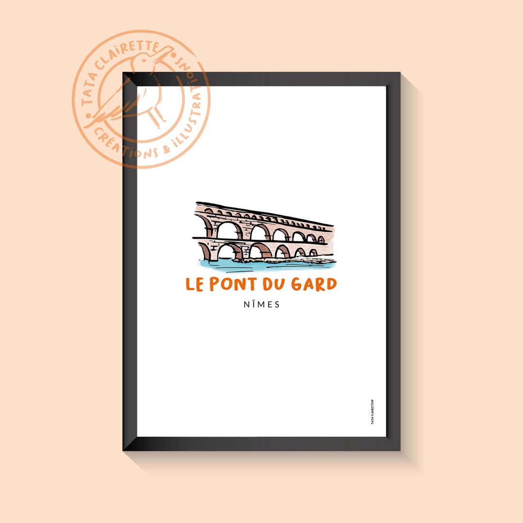 Nîmes Poster, Illustration on Paper, the Pont Du Gard - Etsy