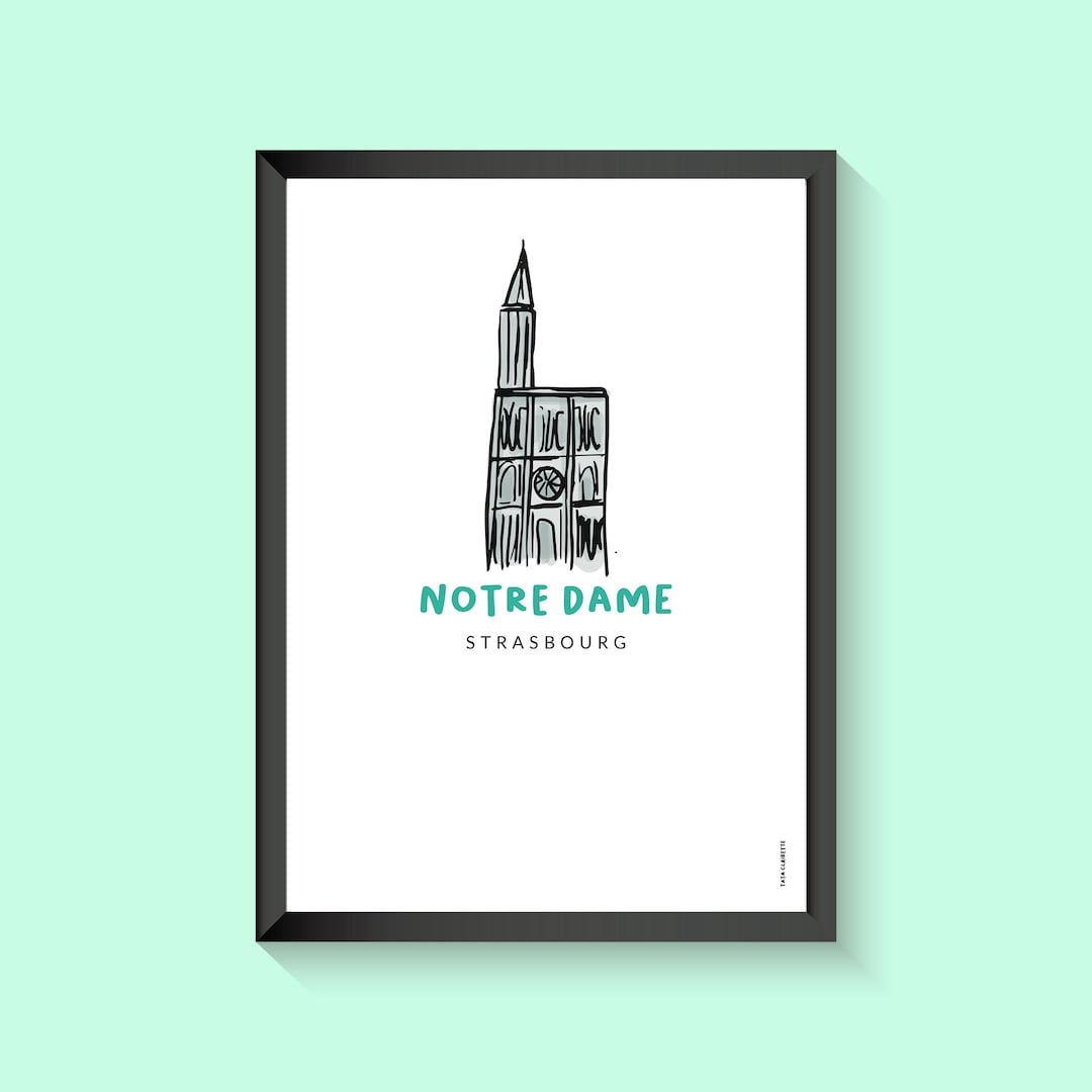 Strasbourg Poster, Illustration on Paper, the Cathedral - Etsy