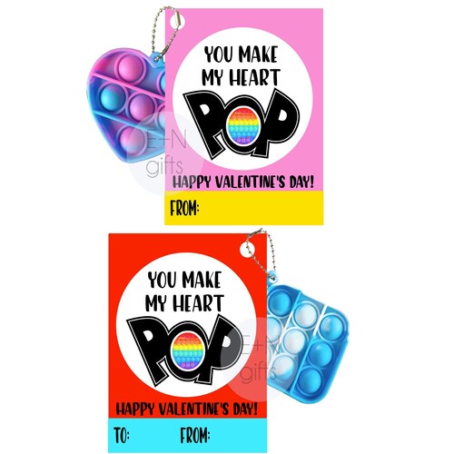 Valentines Day Pop It Fidget Party Favor Gift Tag Printable | Etsy