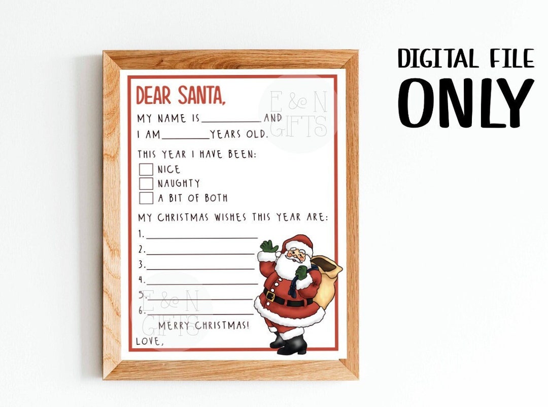 Dear Santa Letter, Santa Letter From Child, Printable Santa Letter - Etsy