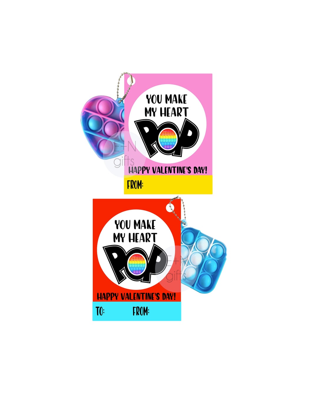 Valentine's Pop It Fidget Gift Tags,valentines Day Pop-its Cards,school ...