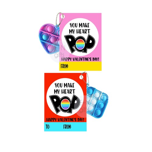 Valentines Day Pop It Fidget Party Favor Gift Tag Printable - Etsy