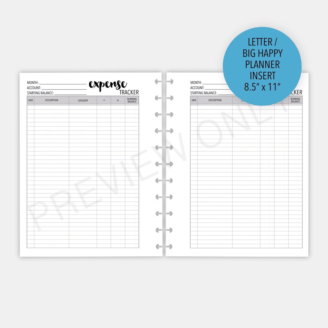 Letter / Big Happy Planner V.2 Expense Tracker Planner Inserts ...