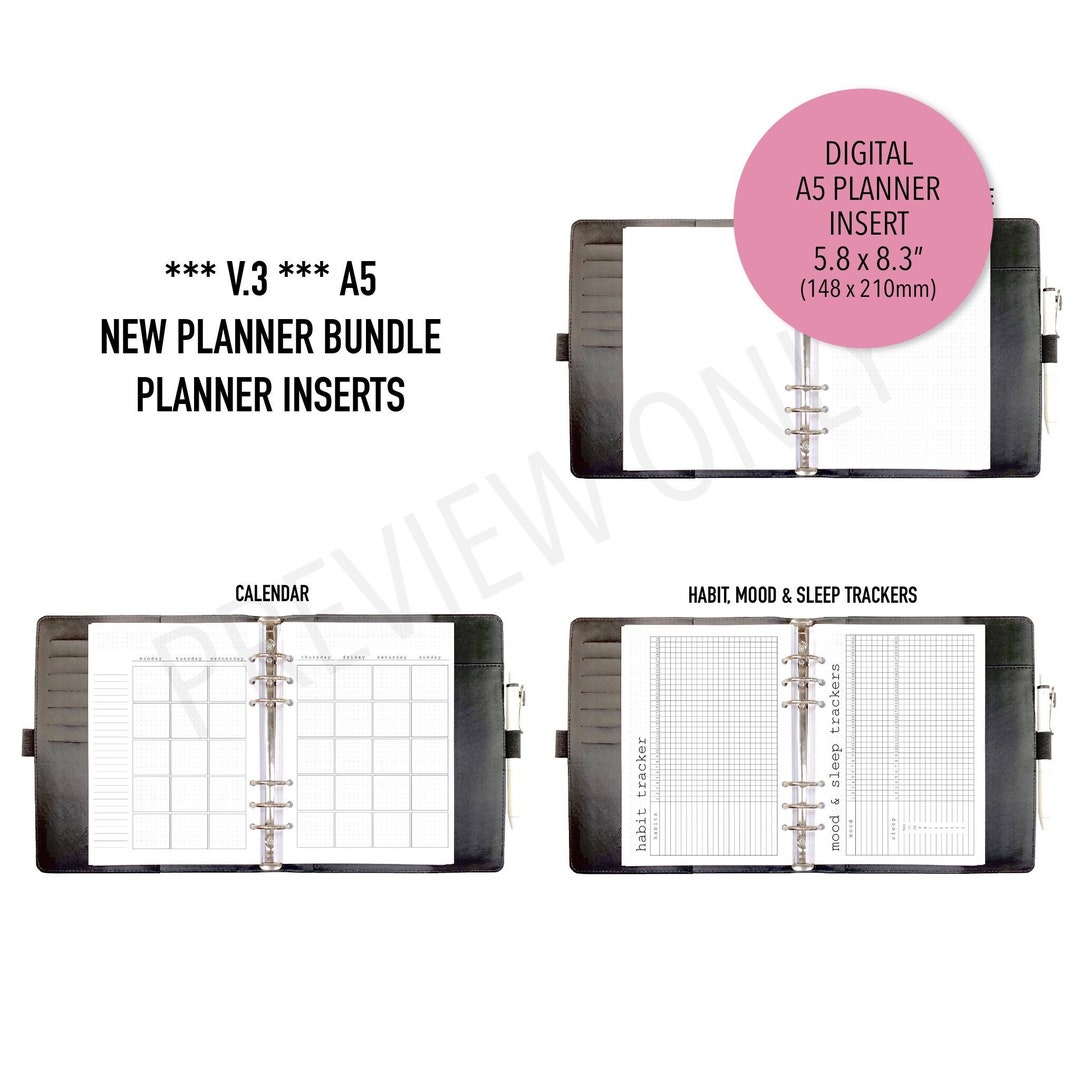 V.3 A5 NEW Planner Bundle Planner Inserts Printable Download Letter ...