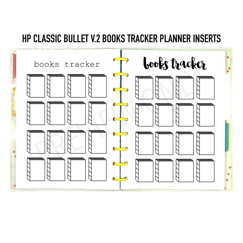 HP Classic V.2 Books Tracker Planner Inserts Printable Download Letter ...