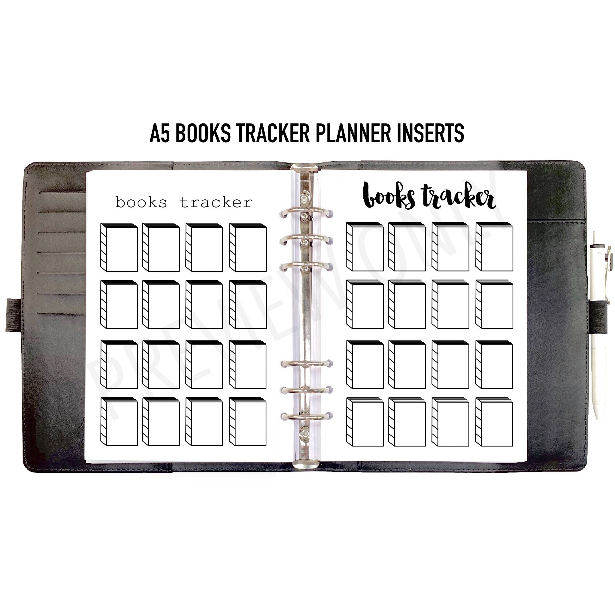 A5 V.2 Books Tracker Planner Inserts Printable Download Letter / A4 ...