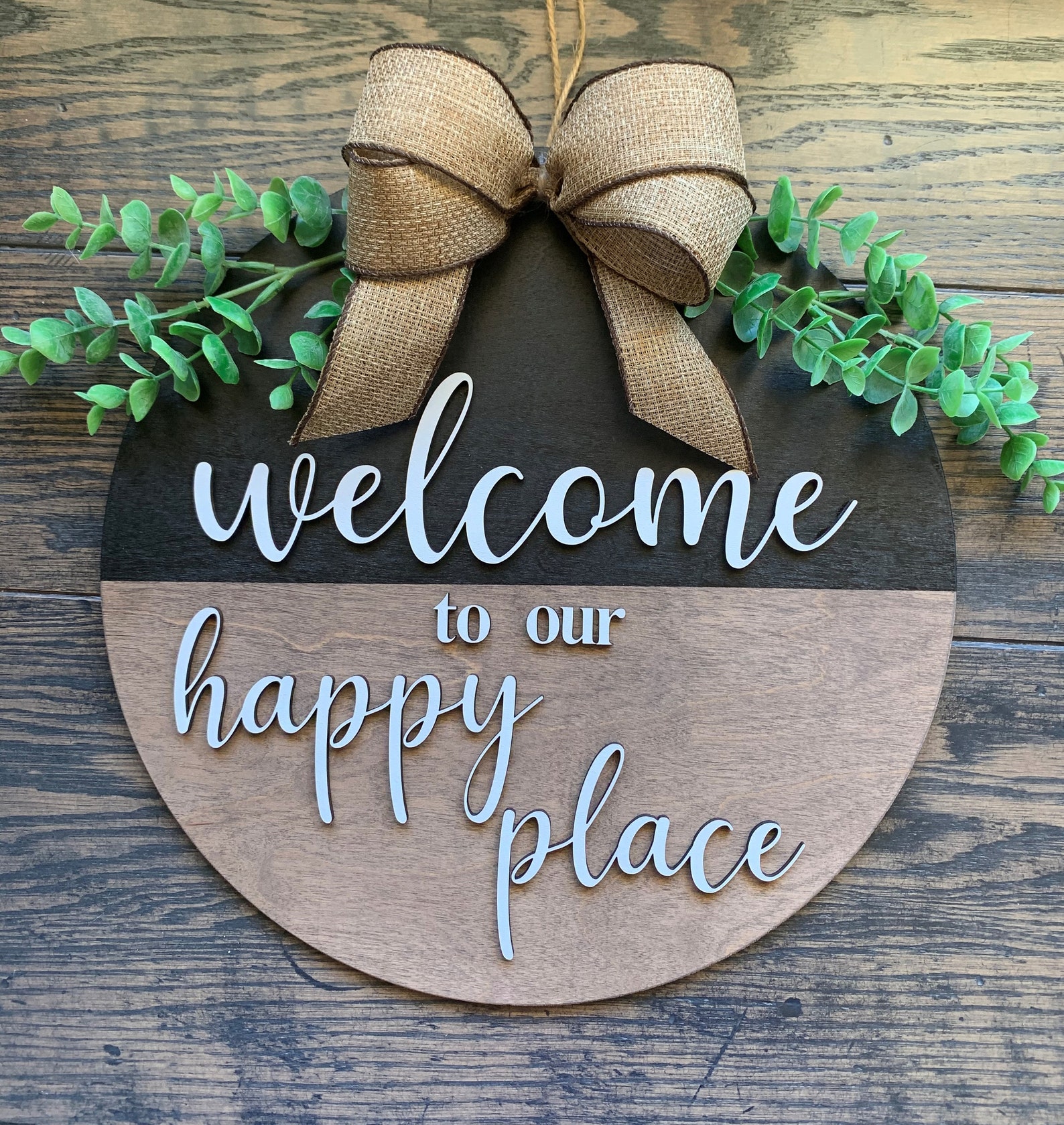 Welcome to Our Happy Place Trendy Sign 3D Letters Round | Etsy