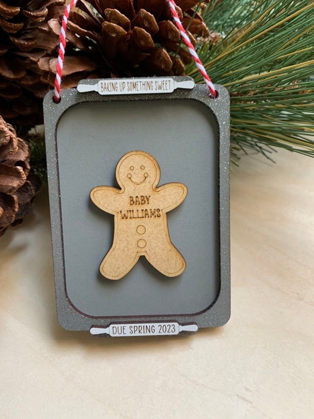Personalized Pregnancy Announcement Ornament Gingerbread BABY - Etsy