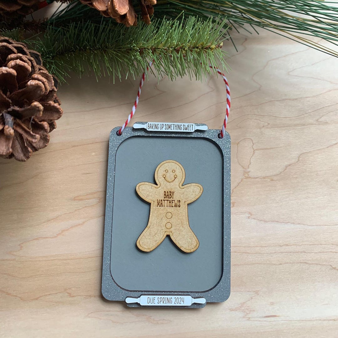 Personalized Pregnancy Announcement Ornament- Gingerbread BABY Cookie ...
