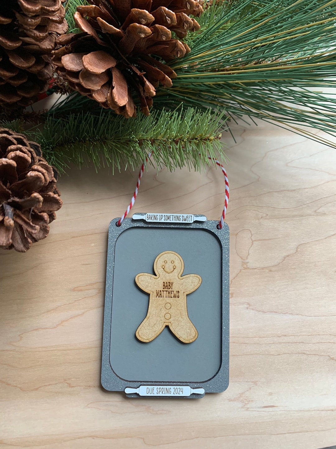 Personalized Pregnancy Announcement Ornament Gingerbread BABY Cookie ...