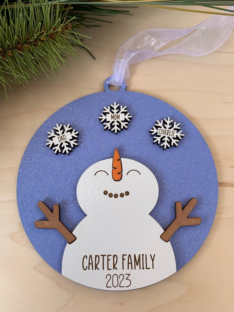 Personalized Snowman & Snowflake 2026 Christmas Tree Ornament for ...