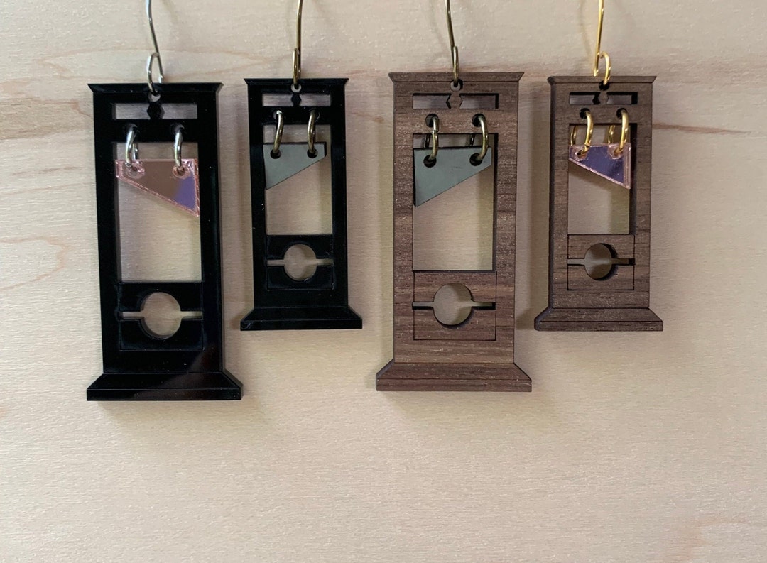 Unique Guillotine Earrings- Choose Wood or Acrylic in 2 Sizes- Edgy and ...
