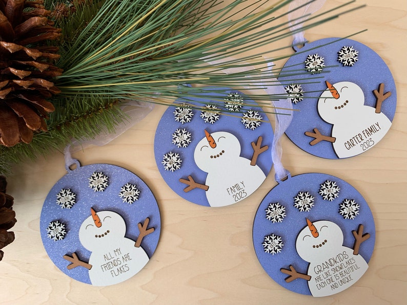Personalized Snowman & Snowflake 2026 Christmas Tree Ornament for ...