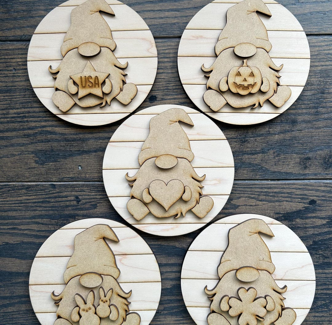 DIY Holiday Gnome Mini Sign: Unpainted Wooden Tiered Tray Decor - Etsy