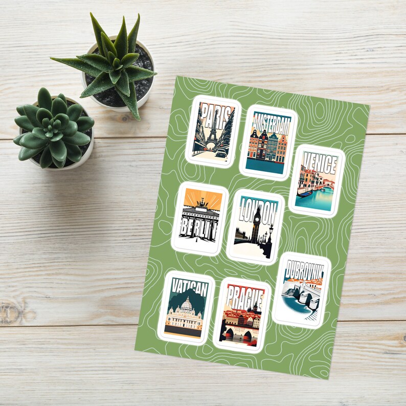Europe Cities Stickers | 8 Travel Europe Stickers | Mini Postcard Art ...