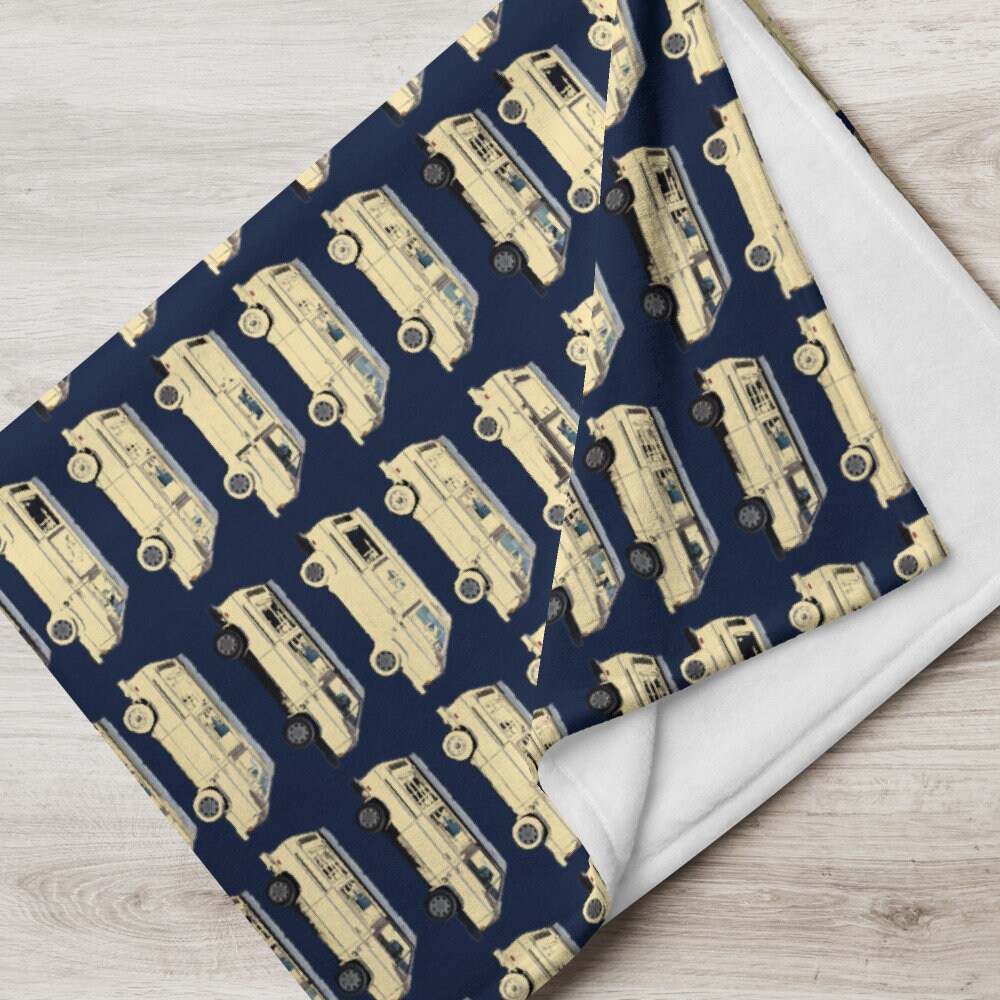 Retro Westfalia Van Throw Blanket, Vintage Camper Van Graphic Art ...