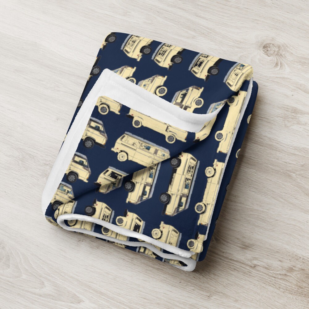 Retro Westfalia Van Throw Blanket, Vintage Camper Van Graphic Art ...