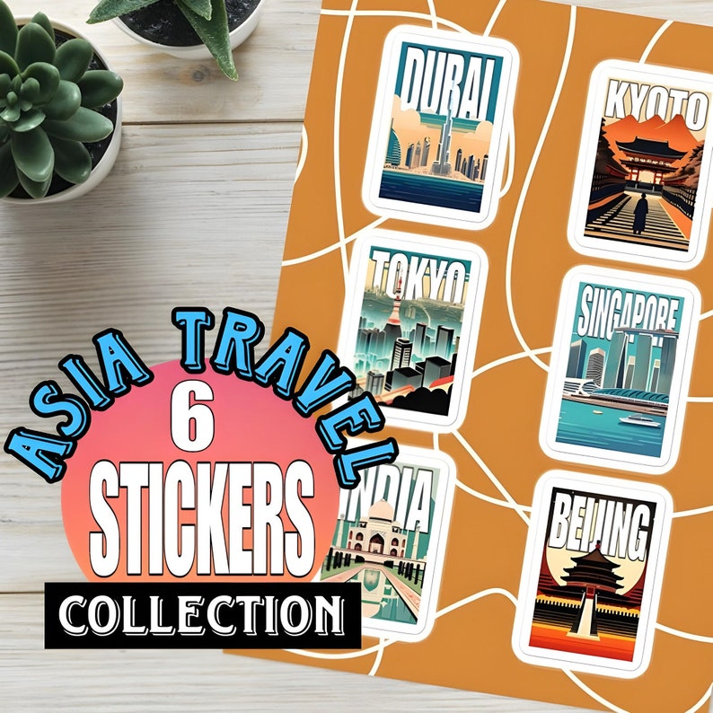 Asia Travel Sticker Sheet Travel Sticker Art Sticker Collection ...