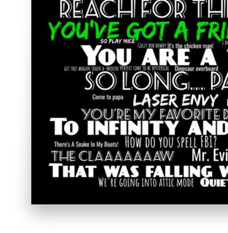 Toy Story Quotes Disney Pixar Poster Print Toy Story Movies Buzz ...