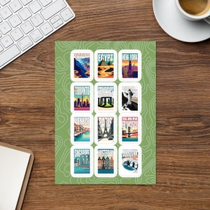 Travel 12 Sticker Collection | World Cities | Postcard Stickers ...