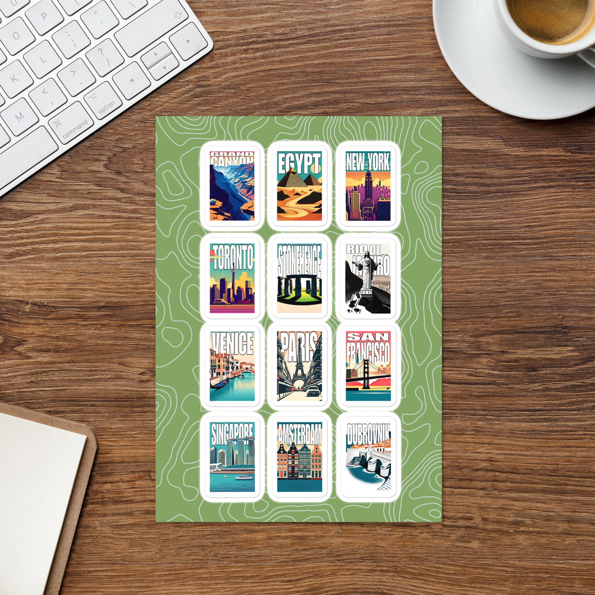 Travel 12 Sticker Collection | World Cities | Postcard Stickers ...