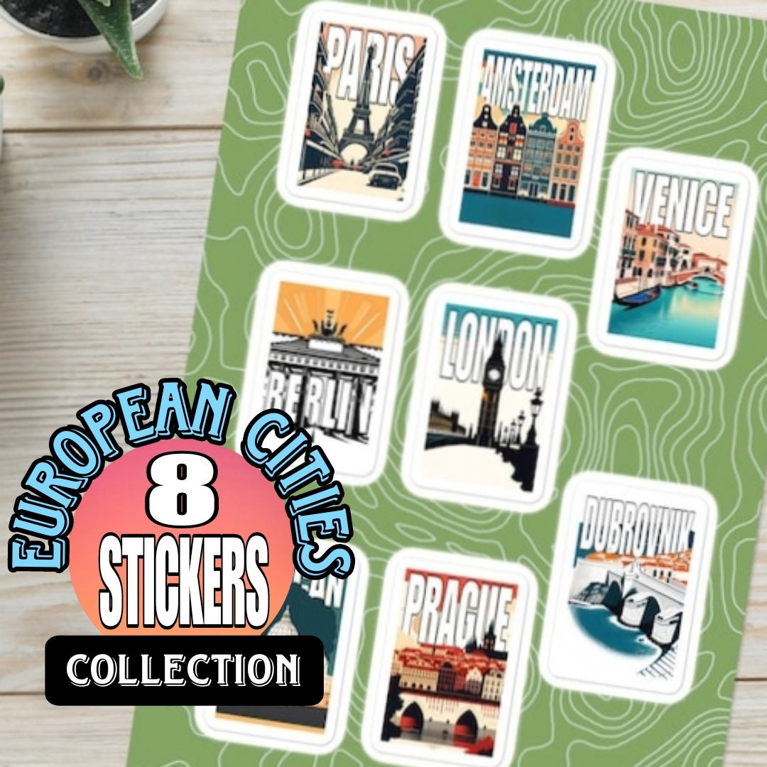 Europe Cities Stickers | 8 Travel Europe Stickers | Mini Postcard Art ...
